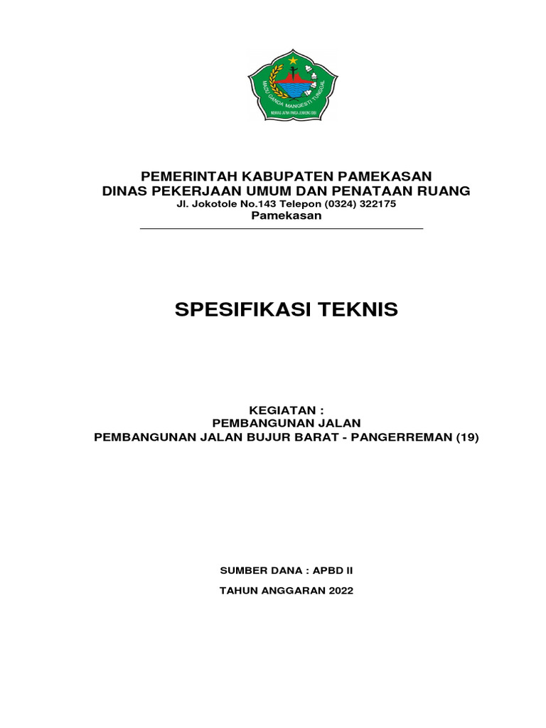 Kak Pembangunan Jalan Bujur Barat Pangerreman 19 | PDF