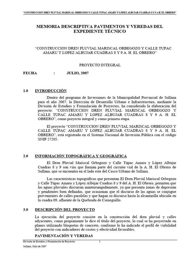 Memoria Descriptiva Pavim Integral Orbegozo | PDF | Hormigón ...