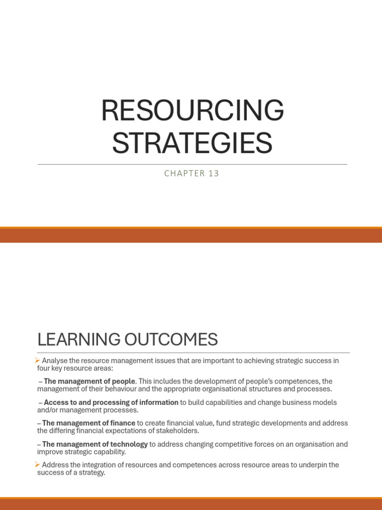 Chapter 13 Resourcing Strategies | Download Free PDF | Strategic ...