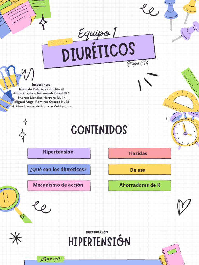 Diuréticos: Clasificación y Usos | PDF | Hipertensión | Medicina CLINICA