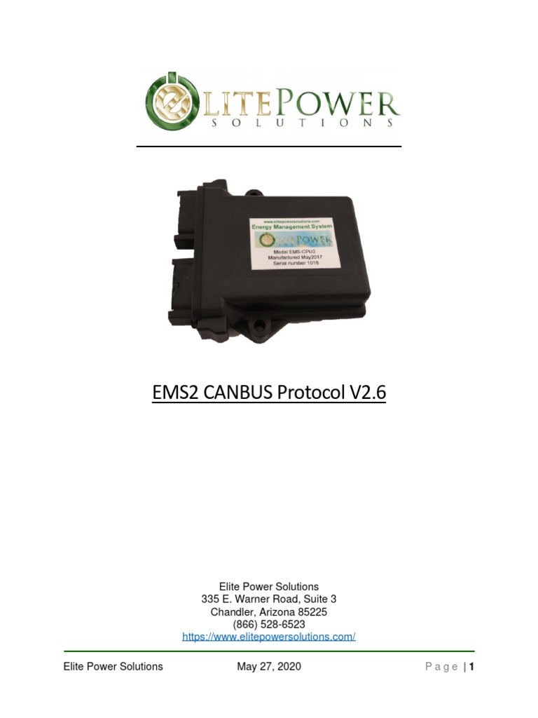 EMS2+CANBUS+Protocol+V2.6 (Hangcha) | PDF | Battery Charger ...