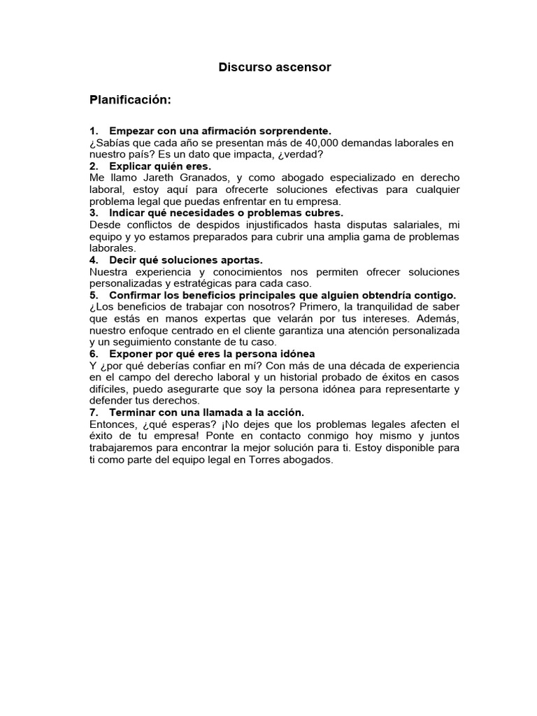 Discurso Ascensor | PDF