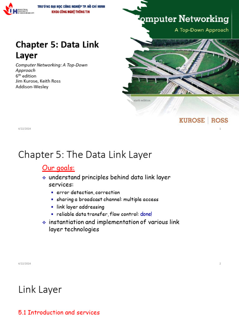 Tôi Đang Chia Sẻ 'Chapter 5 Link Layer' Với Bạn | PDF | Channel Access Method | Internet Protocols