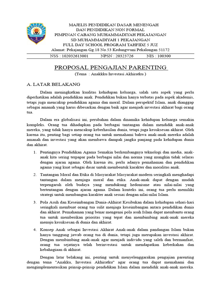 Proposal Pengajian Parenting | PDF