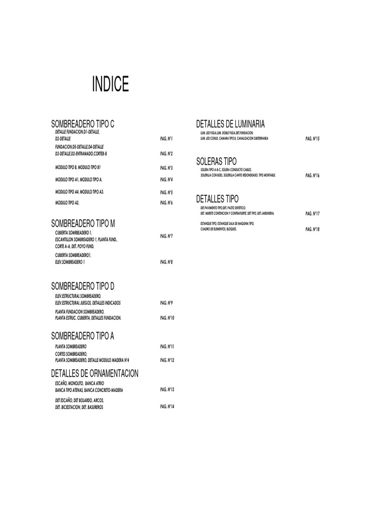 CATALOGO TIPO MINVU - Indice | PDF