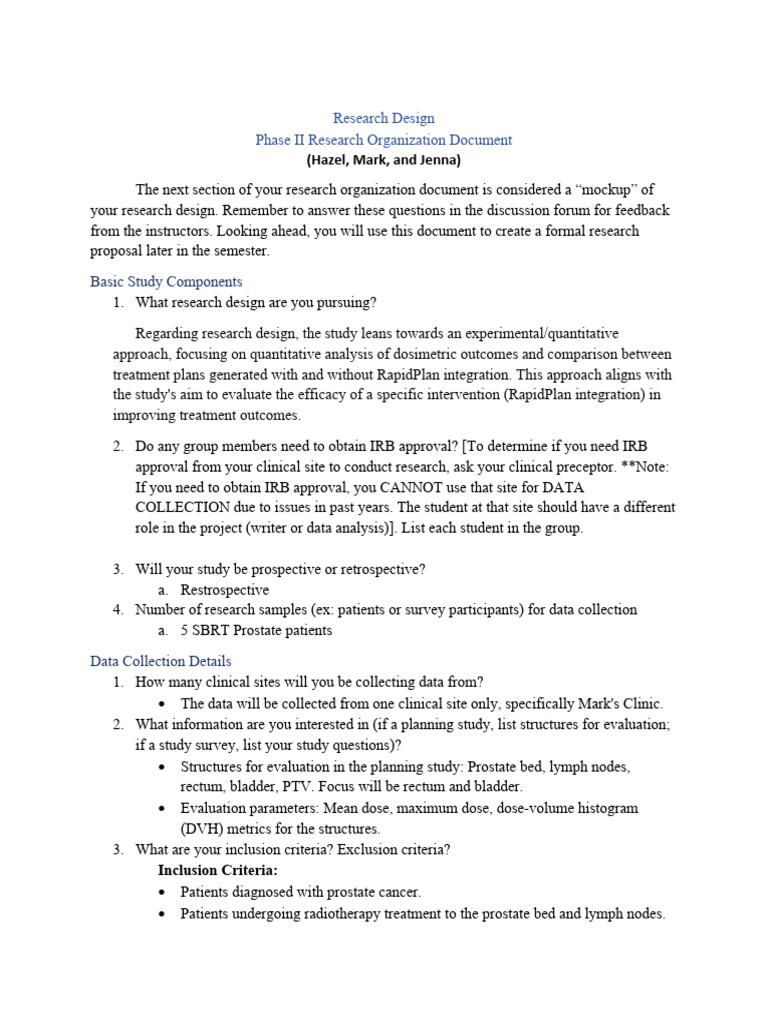 Group 1 Phase II Research Organization Document | PDF | Radiation ...