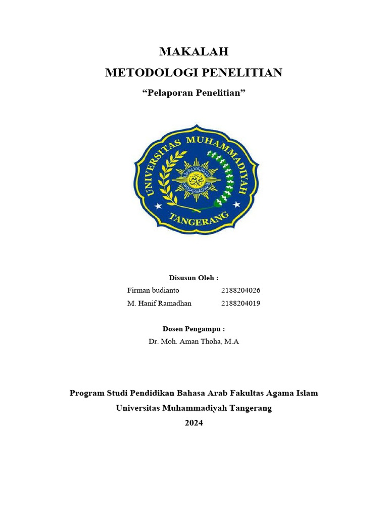 Metlit Kelompok 7 Pelaporan Penelitian | PDF