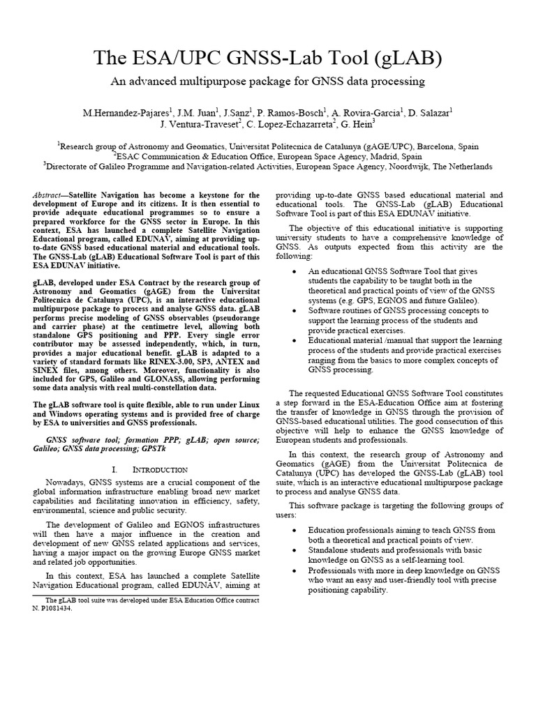 The ESA UPC GNSS Lab Tool gLAB An Advanc | PDF | Global Positioning System | Graphical User ...