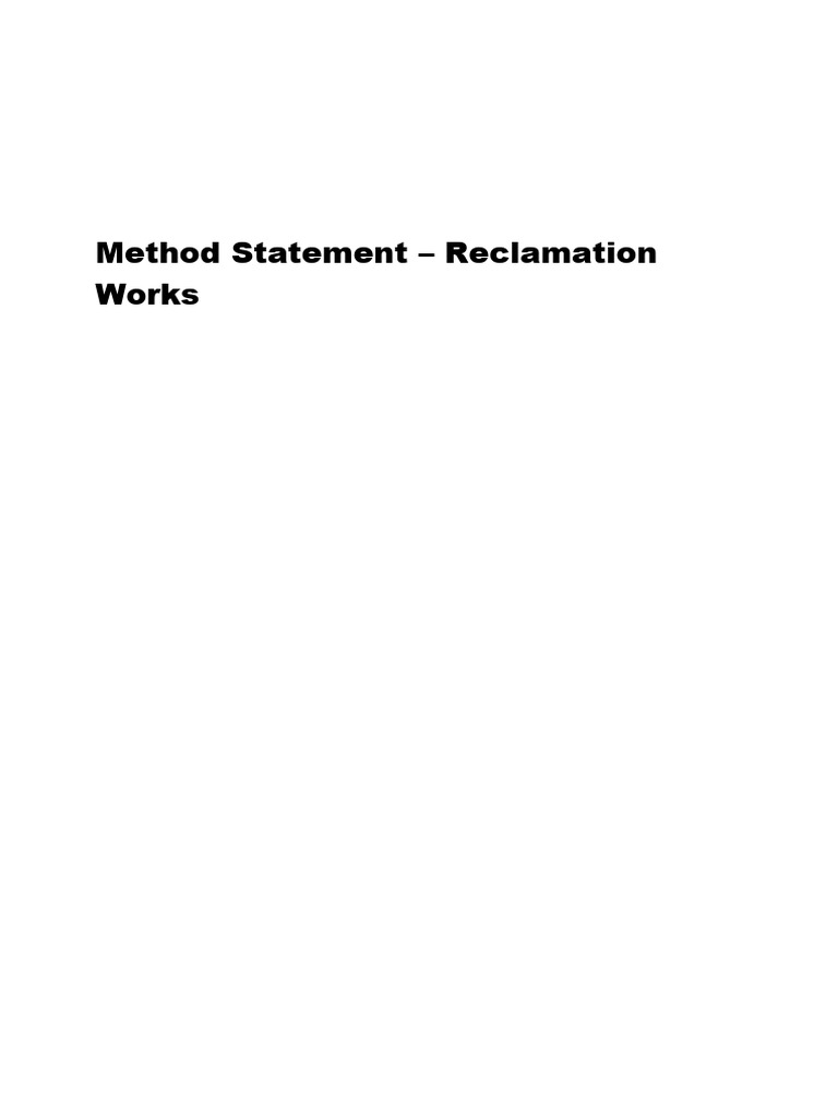 Method Statement - Reclamation Works - C01 - Ver6 | PDF | Dredging | Safety