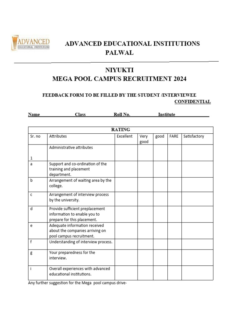 Campus Drive Feedback Form | PDF