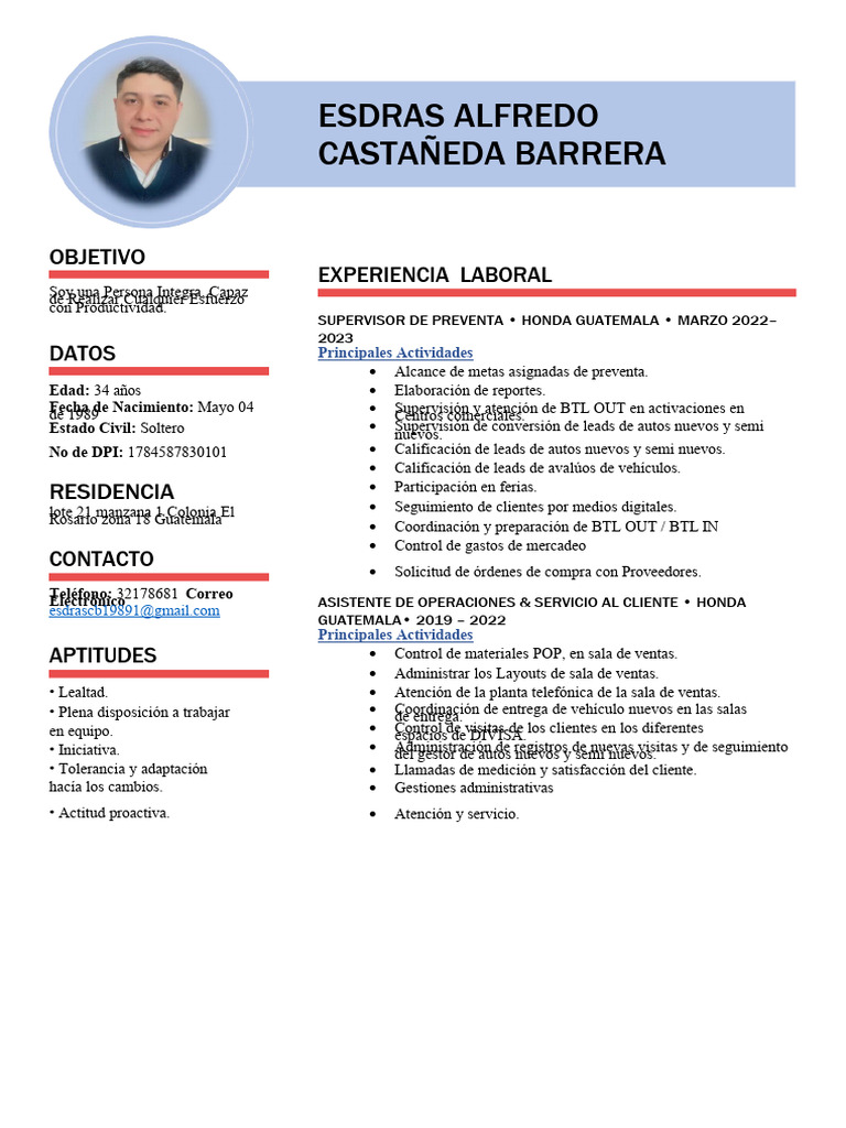 CV Esdras Castañeda | PDF | Servicio al Cliente | Business