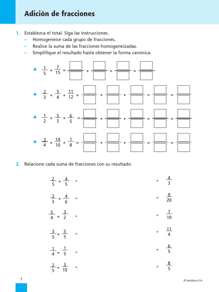 Adición de Fracciones | PDF
