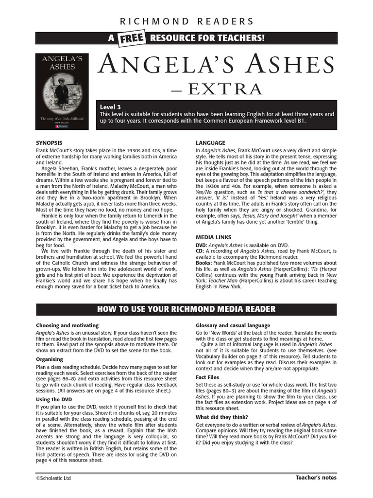 Teachers' Guide to Angela's Ashes | PDF