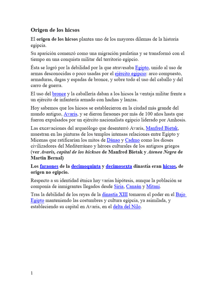 Origen de los hicsos | PDF | Antiguo Egipto | África antigua