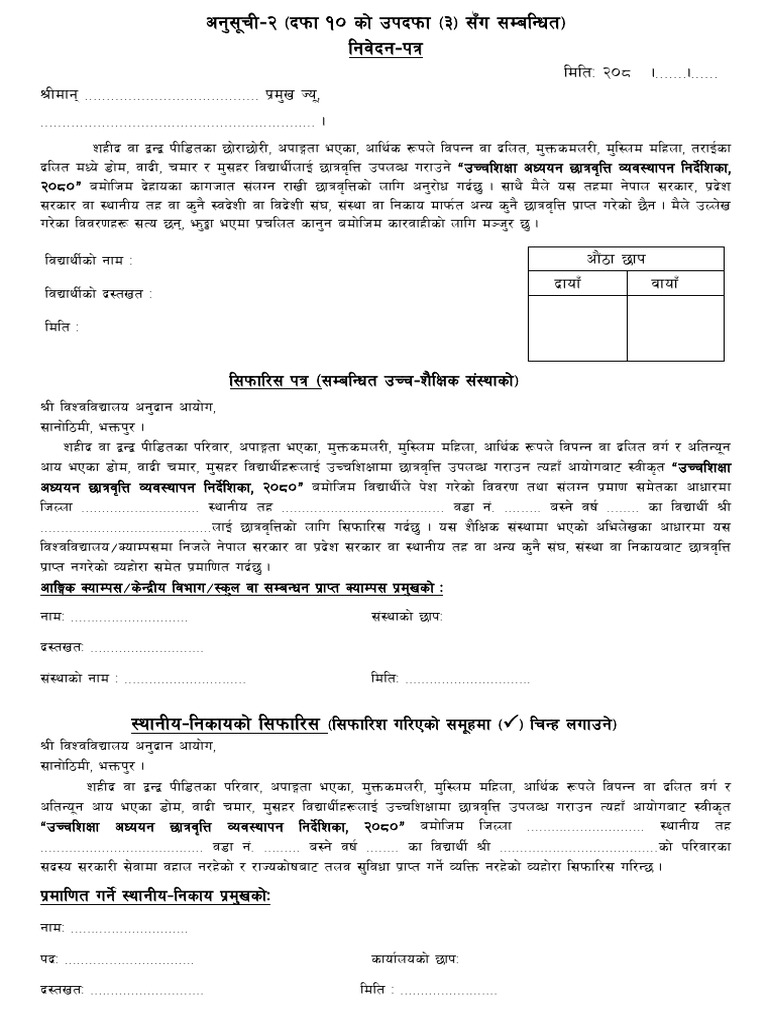 Ugc Scholarship Form New | PDF