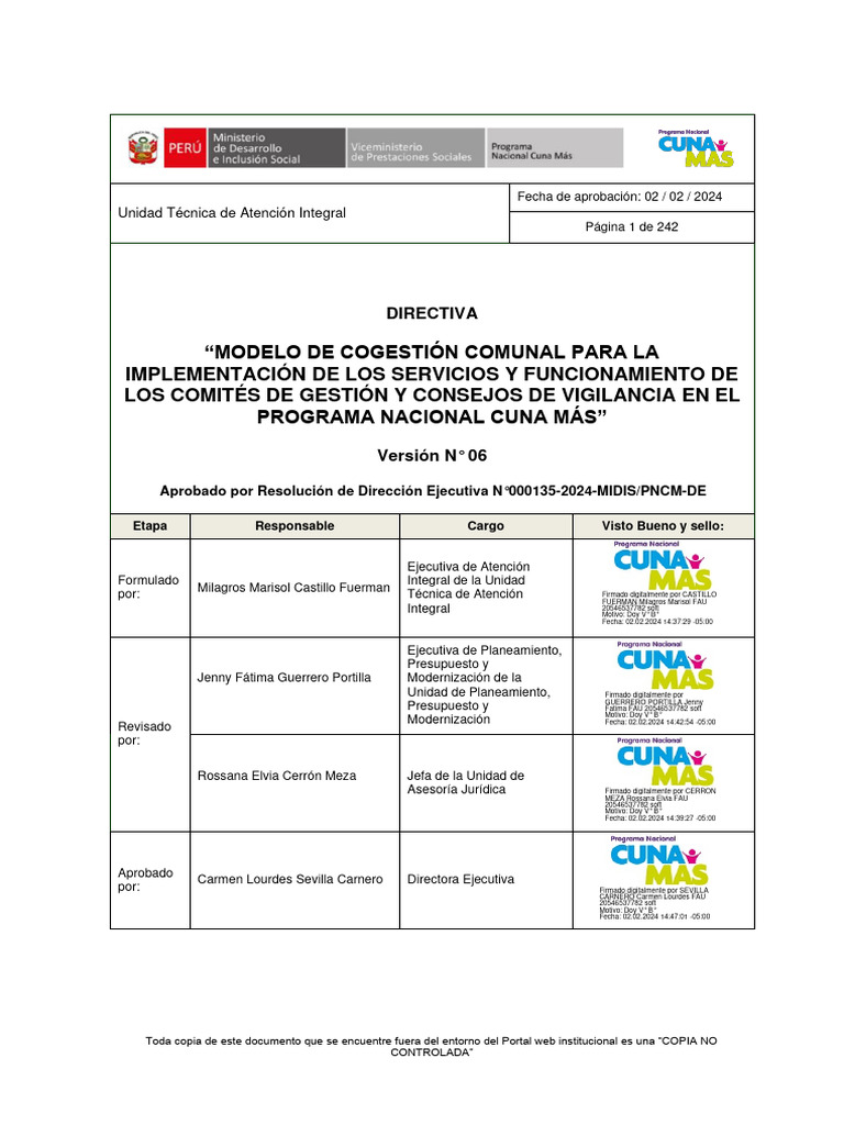 Directiva de Modelo de Cogestión Versión 6-Revisada Por UPPM VF F F F | PDF