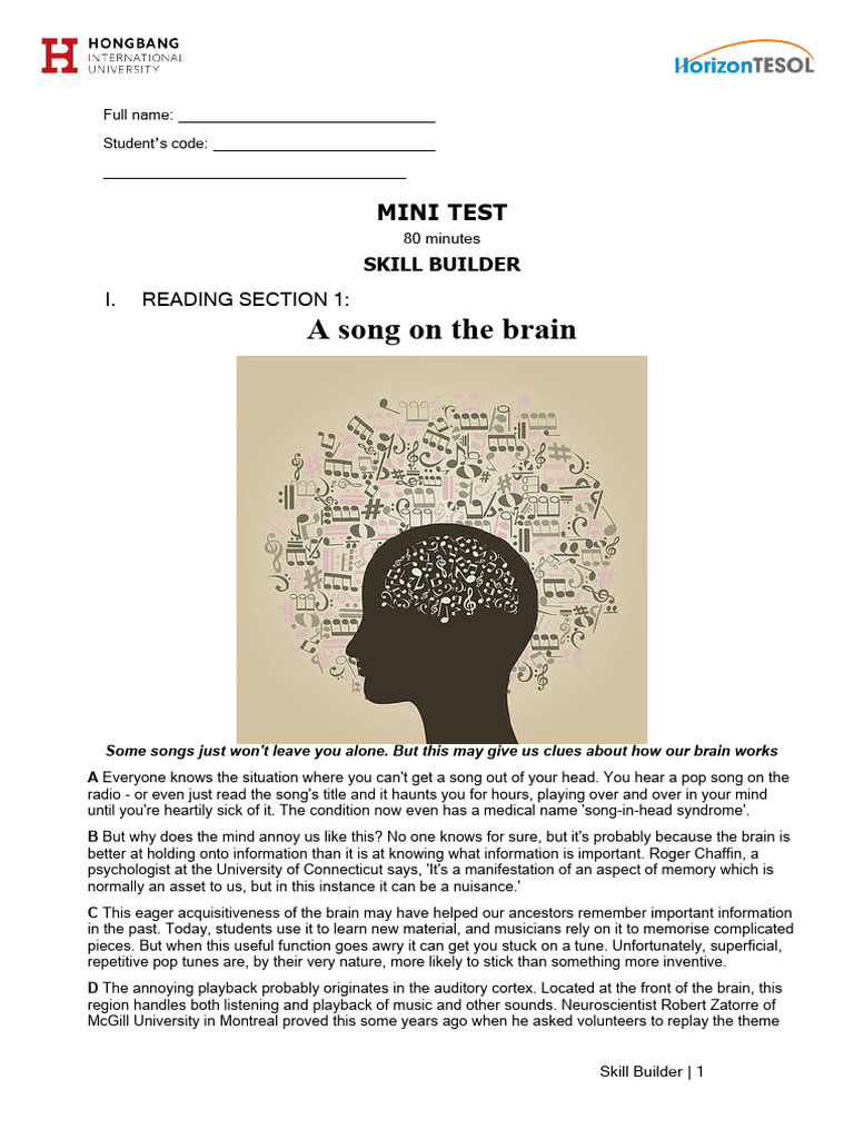Skill Builder - Reading Test 18.11 | PDF | Time Travel | Memory