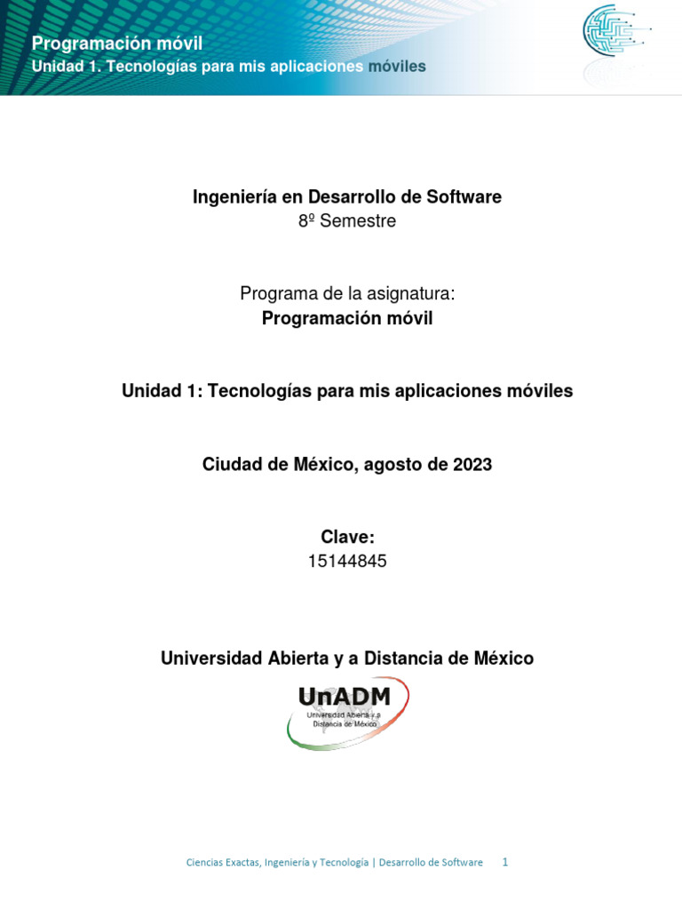 DPMO U1 Contenido | PDF | Software de la aplicacion | Android (sistema operativo)