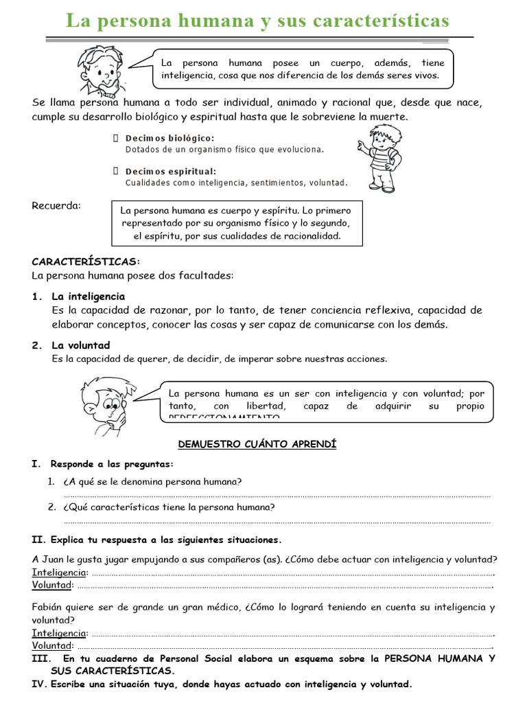 Características de la Persona Humana | PDF | Sicología | Ciencias del ...