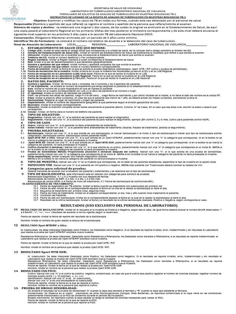TB1 Instructivo | PDF | Tuberculosis | Diagnostico medico