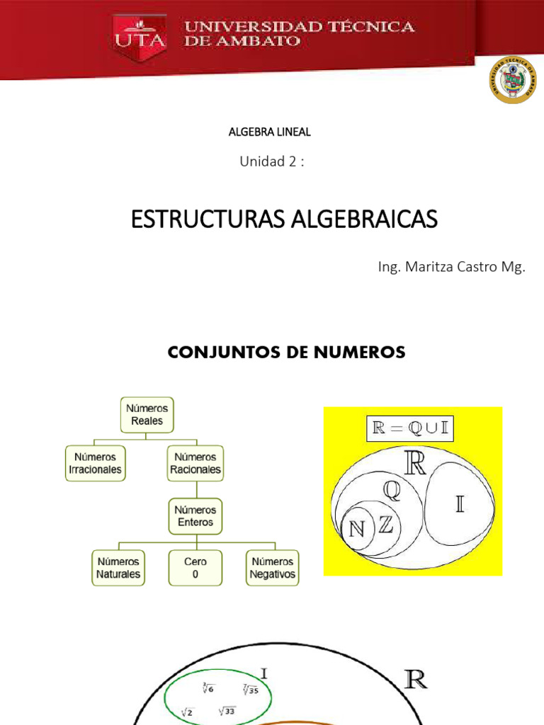 DIAPOSITIVAS DE ESTRUCTURAS ALGEBRAICAS | PDF | Grupo (Matemáticas) | Anillo (Matemáticas)