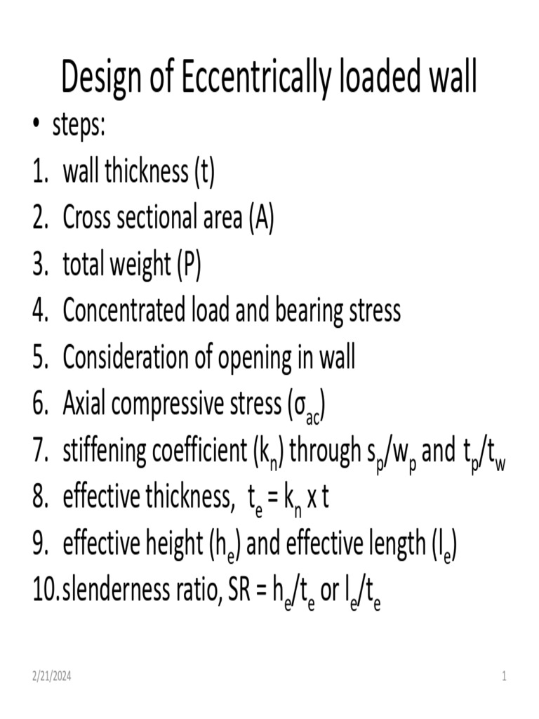 Eccentrically Loaded Wall Design Guide | PDF | Bending | Stress (Mechanics)