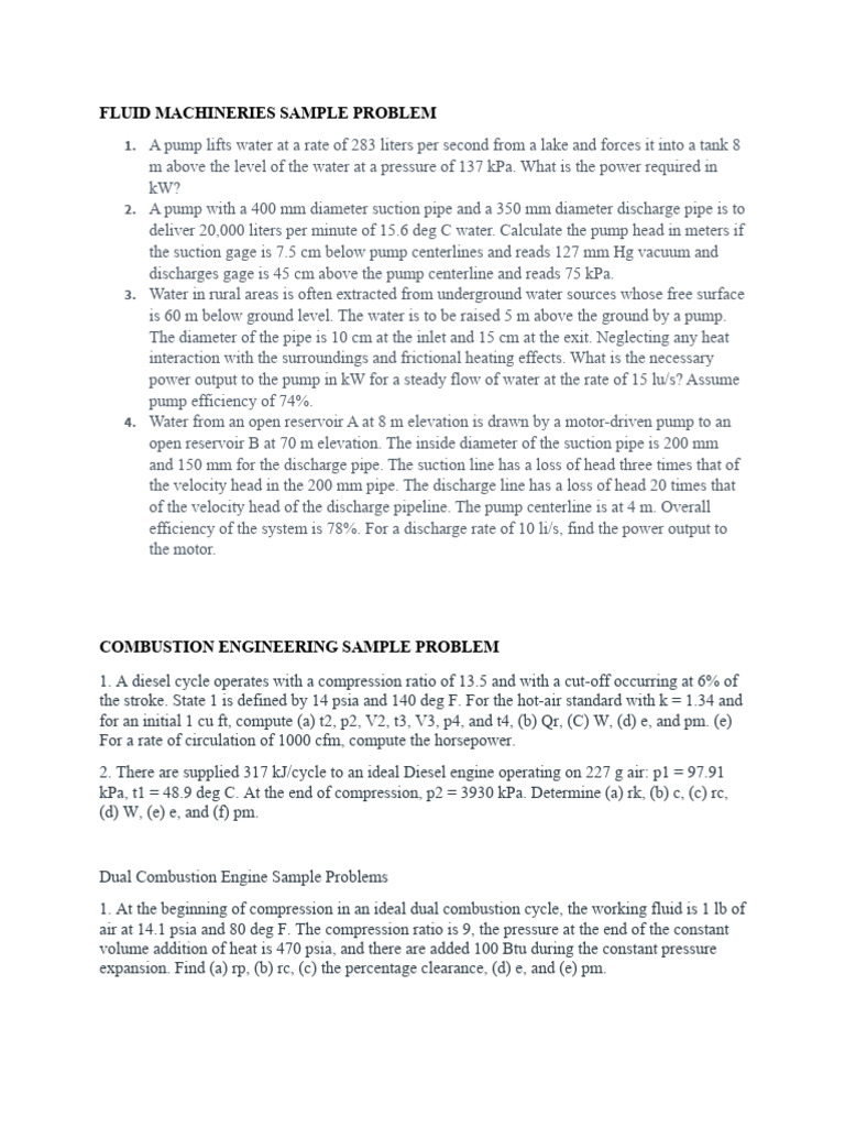 Fluid Machineries Sample Problem | PDF | Pump | Water