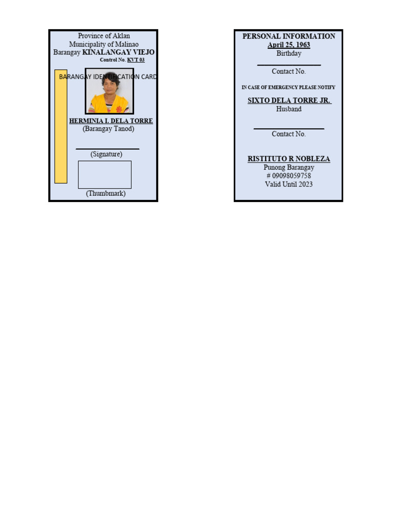 Brgy Id Tanod | PDF