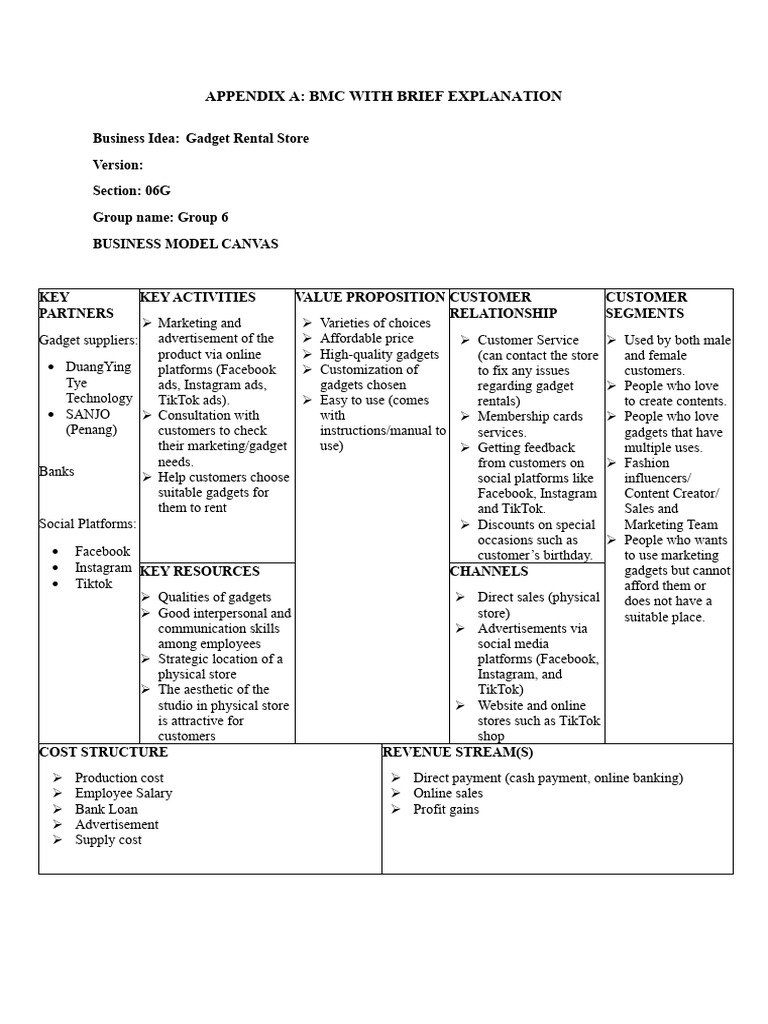 BMC Template | Download Free PDF | Marketing | Customer