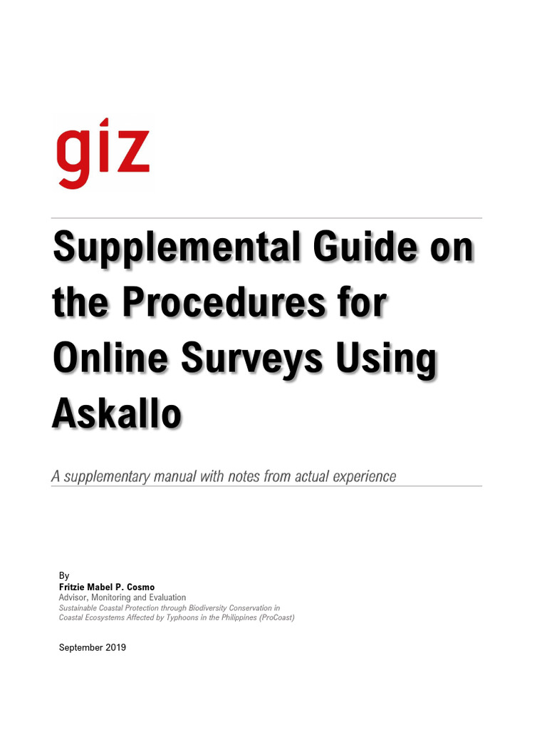Supplemental Guide On The Procedures For Online Surveys Using Askallo | Download Free PDF ...