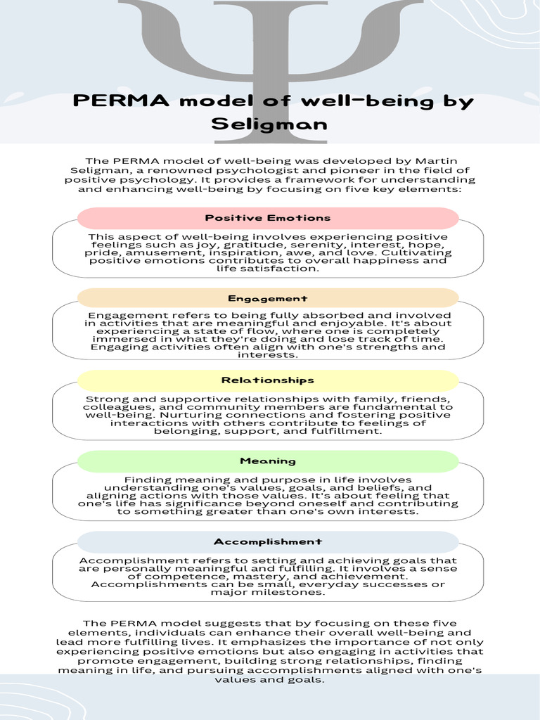 PERMA Model of Well-Being by Seligman | PDF