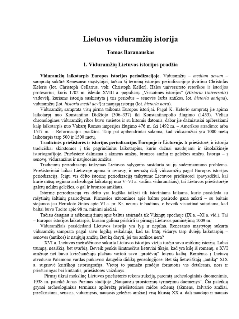 Lietuvos Viduramžių Istorija | PDF