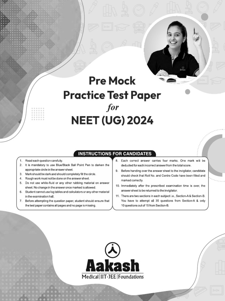 Pre Mock Practice Test Paper for NEET-2024-1 | Download Free PDF | Dna ...