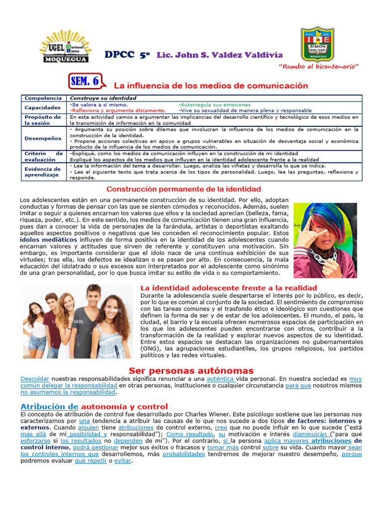 Sem 6 DPCC | Descargar gratis PDF | Pensamiento | Conceptos psicologicos