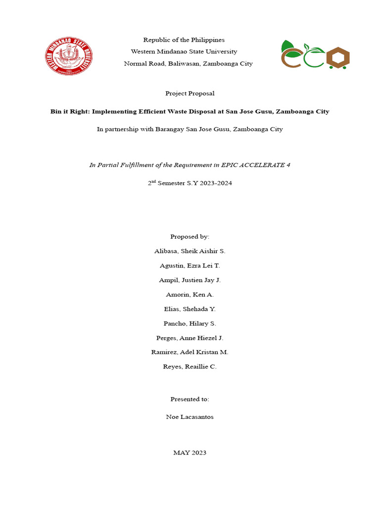 Epic Proposal | PDF | Waste Management | Waste