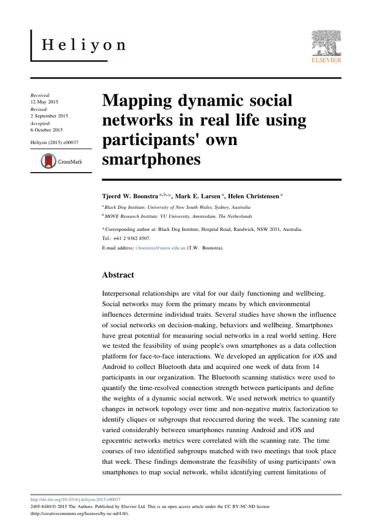 Mapping Dynamic Social Networks in Real Life Using Participants - 2015 ...