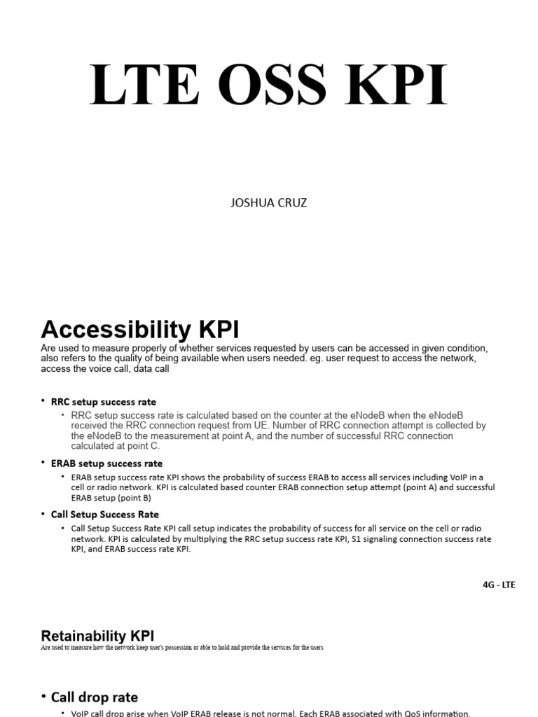 Lte Oss Kpi | PDF | 4 G | Lte (Telecommunication)
