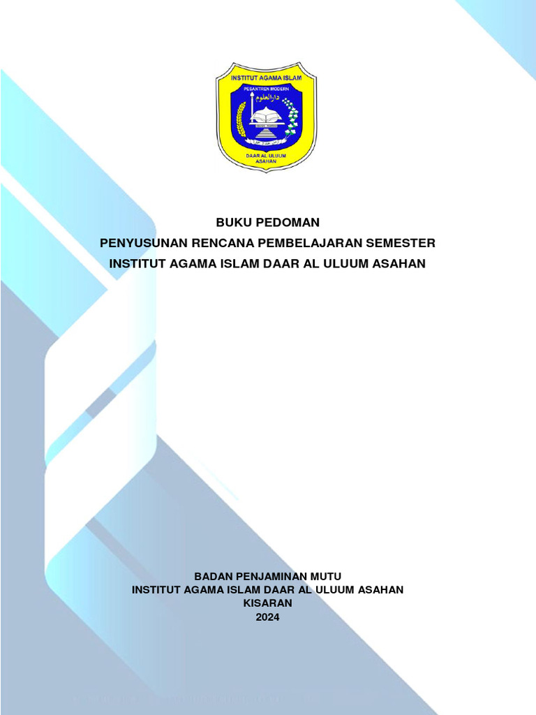 Buku Pedoman Penyusunan RPS IAIDU Asahan 2024 FINAL | PDF