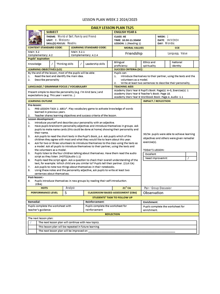 W2 2024 | PDF | Lesson Plan | Teachers