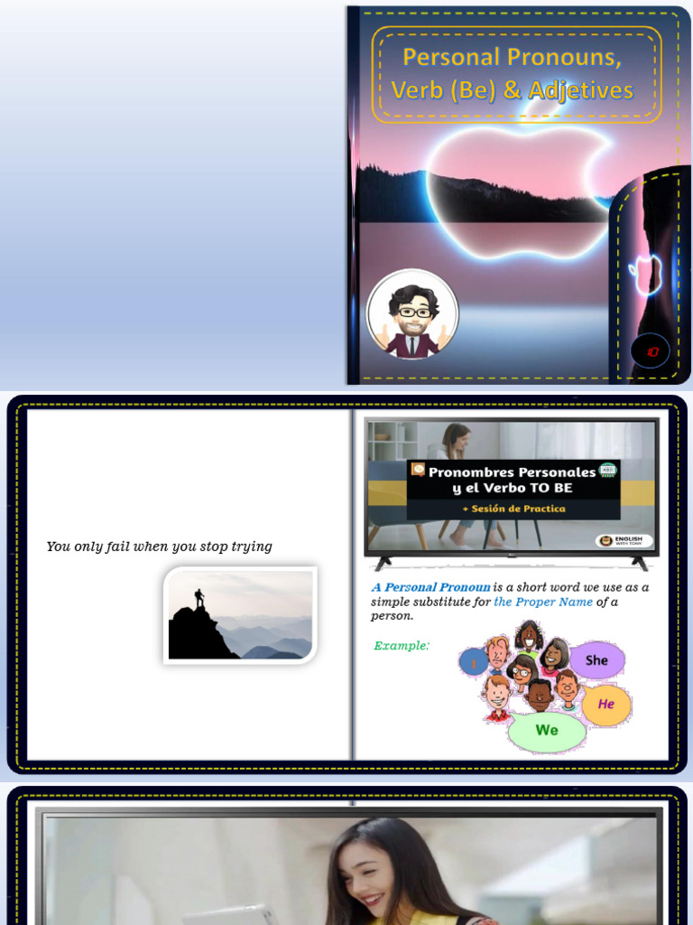 Personal Pronouns & Verb Be | PDF | Grammatical Conjugation | Pronoun