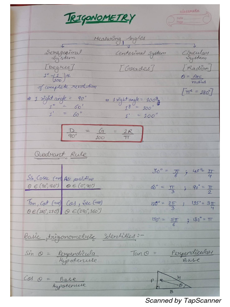 Trigonometry Class-11th | PDF