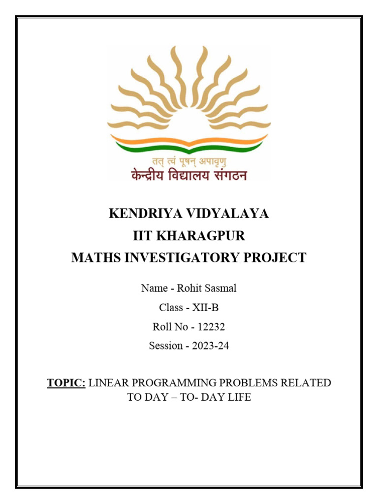 Investigatory_projects_Maths Rohitsasmal | PDF | Linear Programming ...