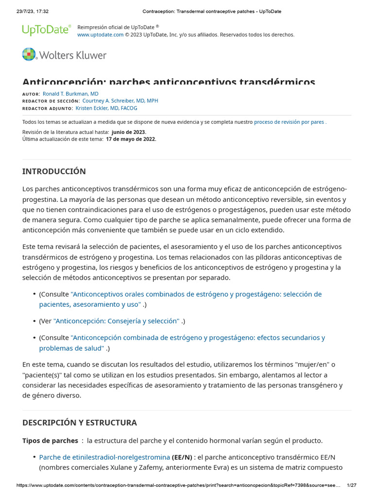 Contraception - Transdermal Contraceptive Patches - UpToDate | PDF ...