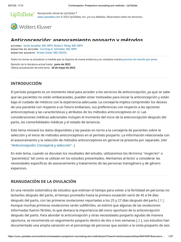 Contraception Postpartum Counseling And Methods Uptodate Pdf