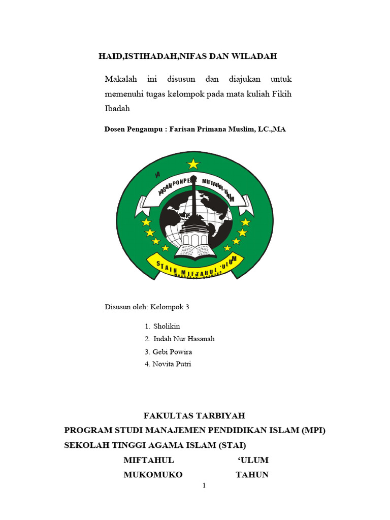 Haid Nifas Istihadah Dan Wiladah | PDF