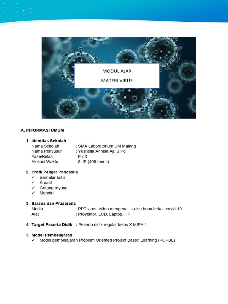 Modul Ajar Virus | PDF