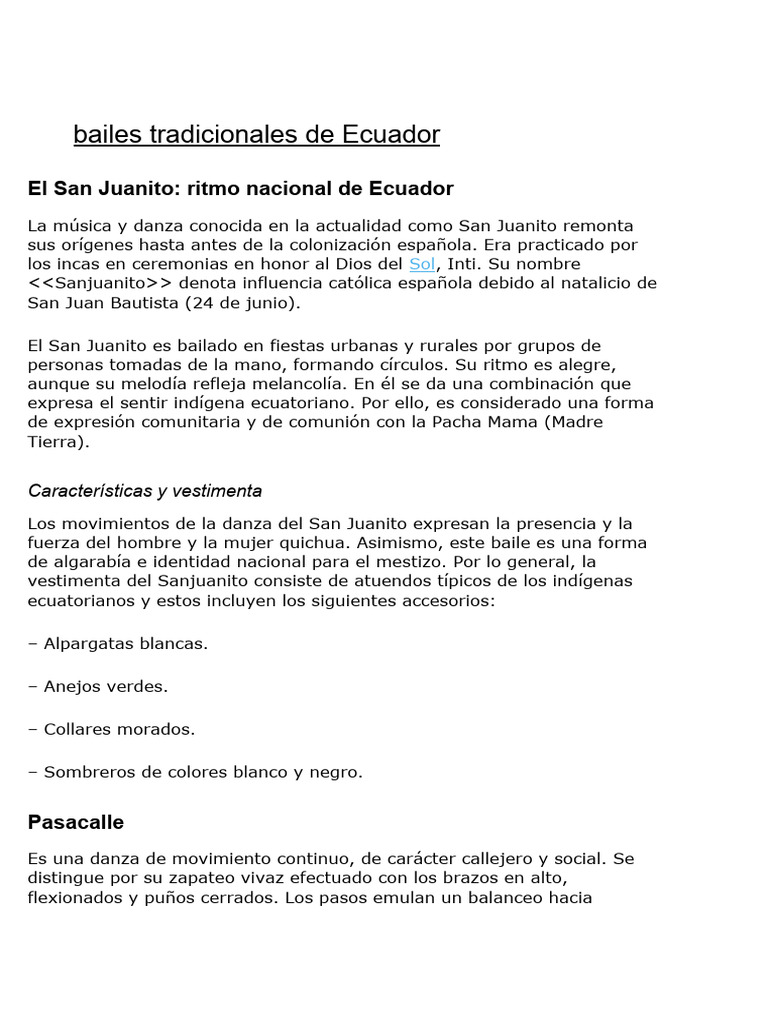 Bailes Tradicionales de Ecuador: Ritmos y Culturas | PDF | Bailes | Ritmo