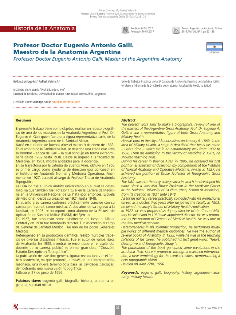 Biografia DR Eugenio Antonio Galli | PDF | Oficial general | Cirugía