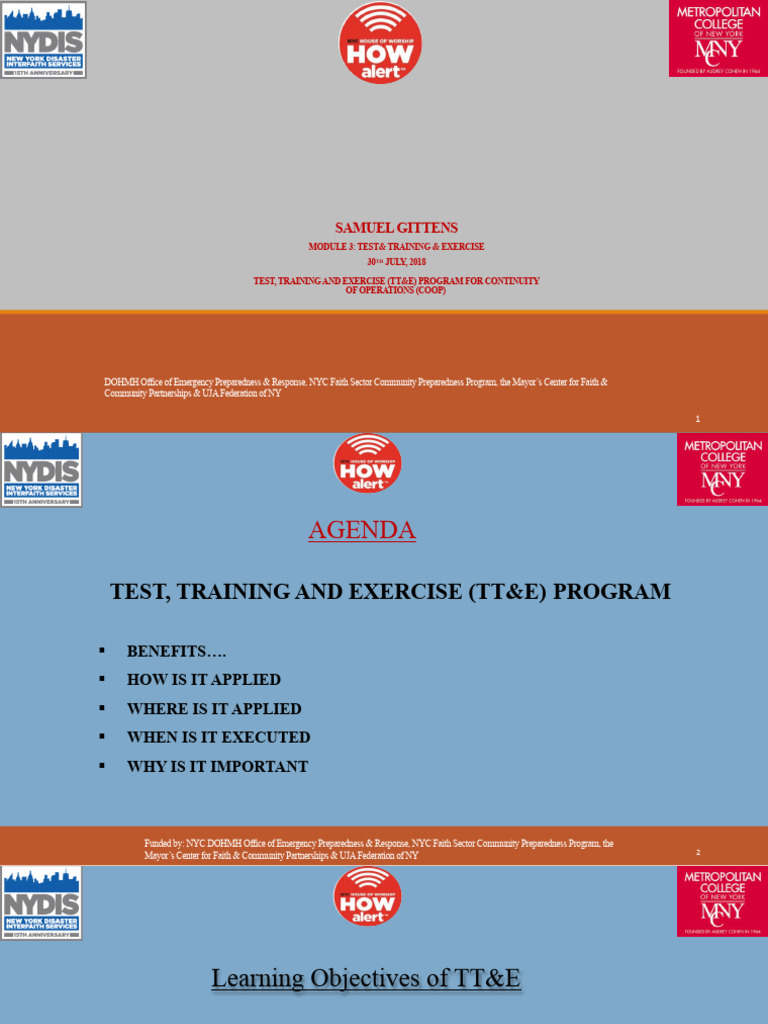 Final Test, Training & Exercises Presentation | PDF | Emergency Management