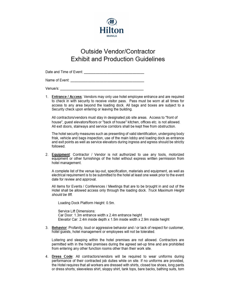 Outside Vendor Contractor Guidelines | PDF | Indemnity | Elevator